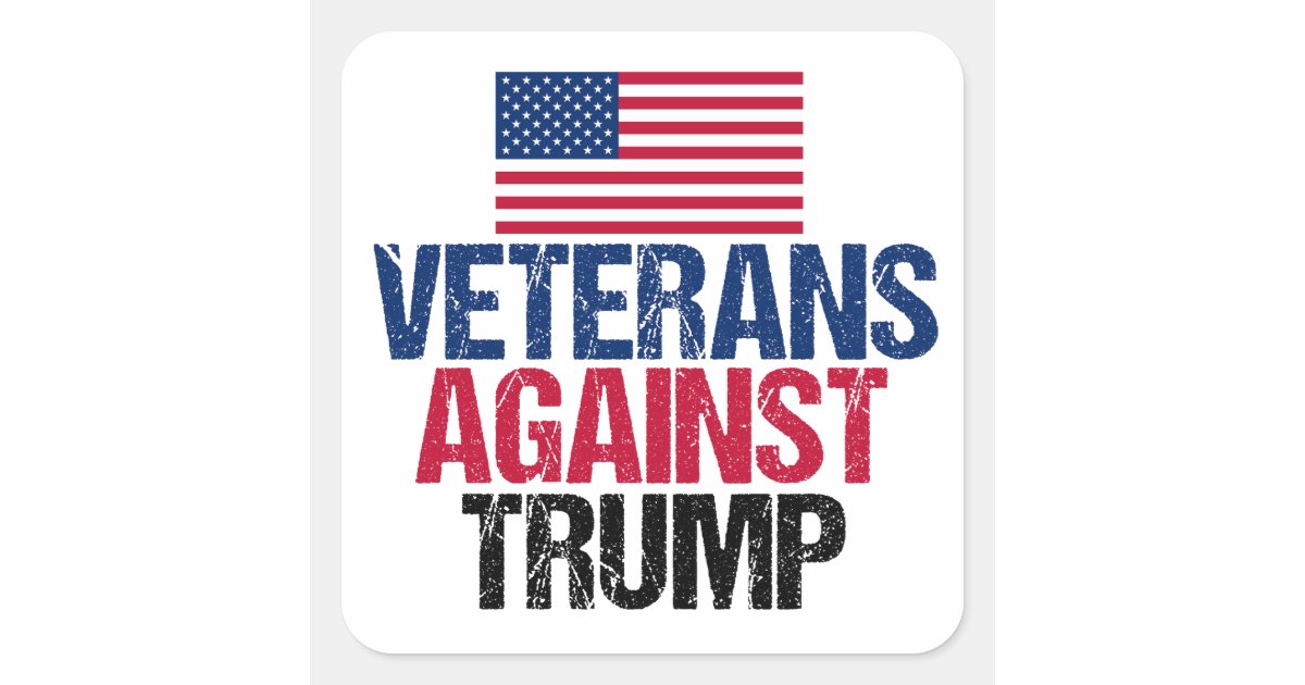 Veterans Against Trump American Flag Square Sticker | Zazzle