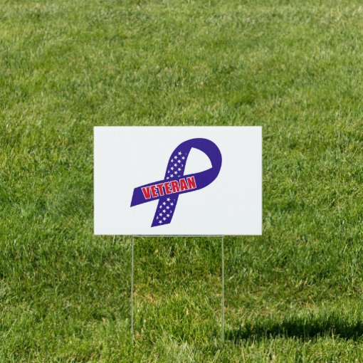 Veterans Blue Stars Ribbon Support the Troops Yard Sign | Zazzle