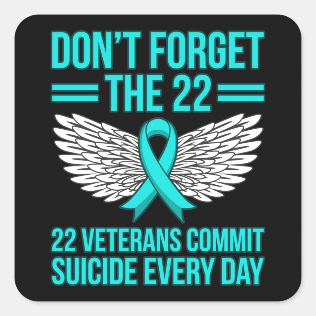 Veterans Commit Suicide PTSD Awareness Ribbon Square Sticker | Zazzle