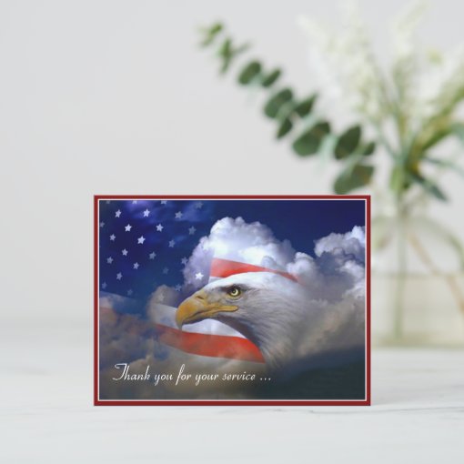 Veterans Day American Flag and Eagle Postcard | Zazzle