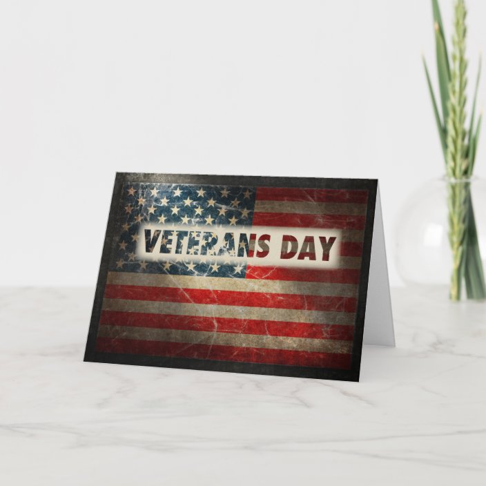 Veterans Day American Grunge Flag Thank You Card | Zazzle