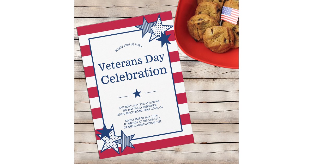 Veterans Day Bold Stars and Stripes Bold Patriotic Invitation | Zazzle