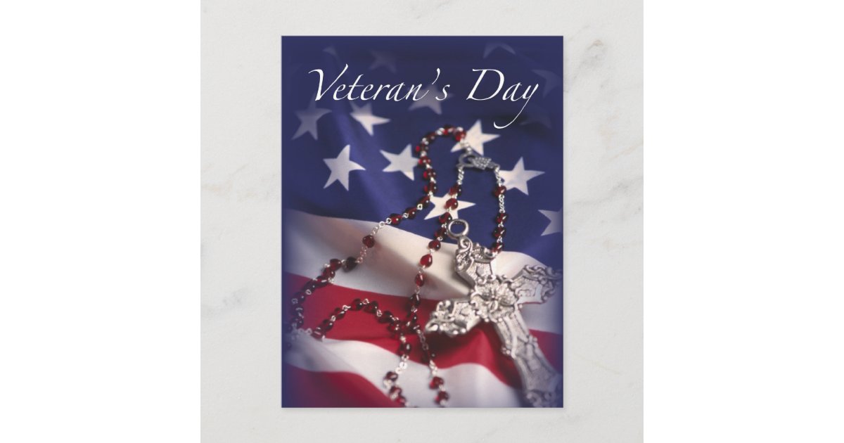 Veteran's Day Cross and Flag Postcard | Zazzle