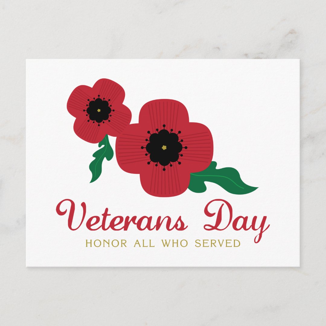 Veterans Day Honor Flowers Postcard | Zazzle