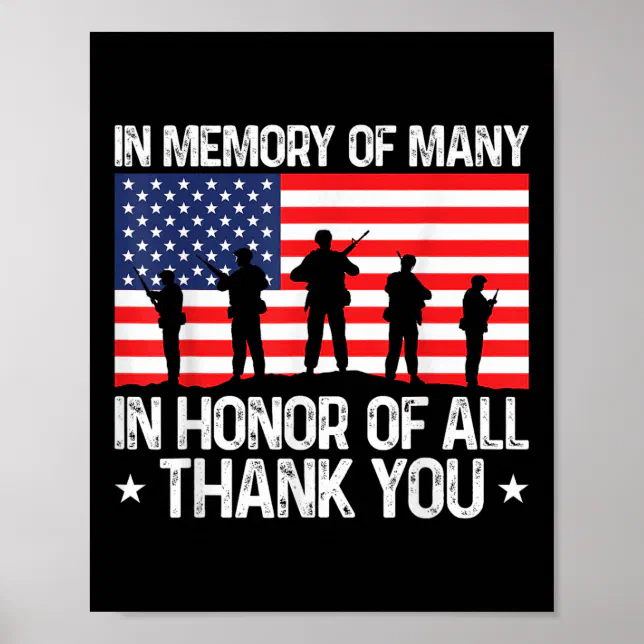 Veterans Day In Honor Of All Veteran Memorial Day Poster | Zazzle
