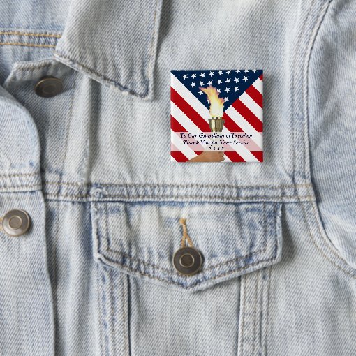 Veterans Day or Memorial Day Military Thank You Pinback Button | Zazzle
