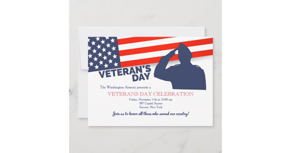 Veteran's Day Salute Invitation | Zazzle