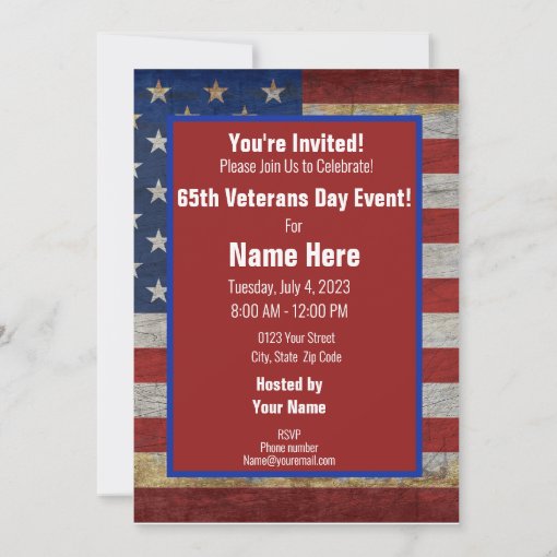 Veterans Day Thank You 4th of July Party Event Invitation | Zazzle