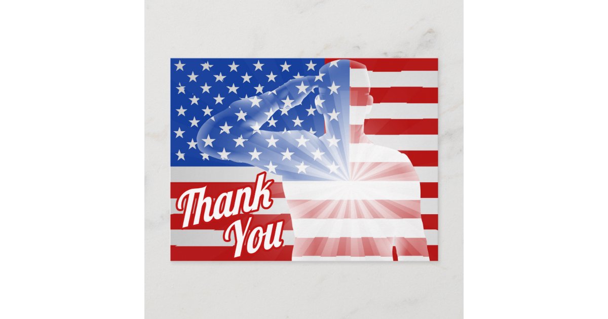 Veterans Day Thank You American Flag Postcard | Zazzle