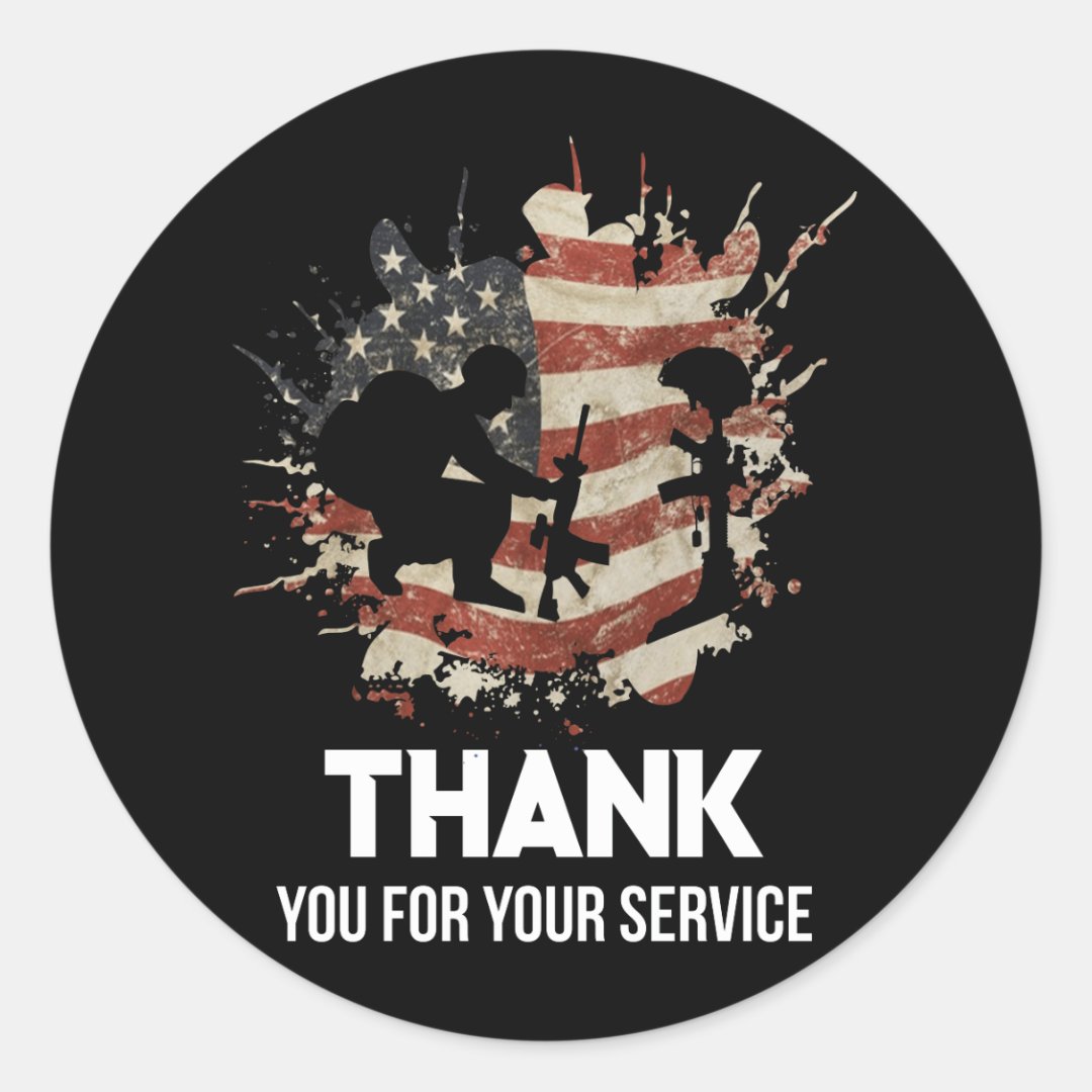 Veterans Day - Thank You for your Service Classic Round Sticker | Zazzle