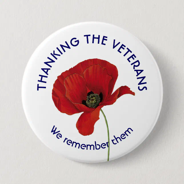 Veterans Day WE REMEMBER THEM Remembrance Poppy Button | Zazzle