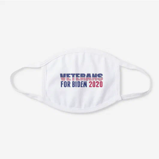 Veterans for Biden 2020 White Cotton Face Mask | Zazzle