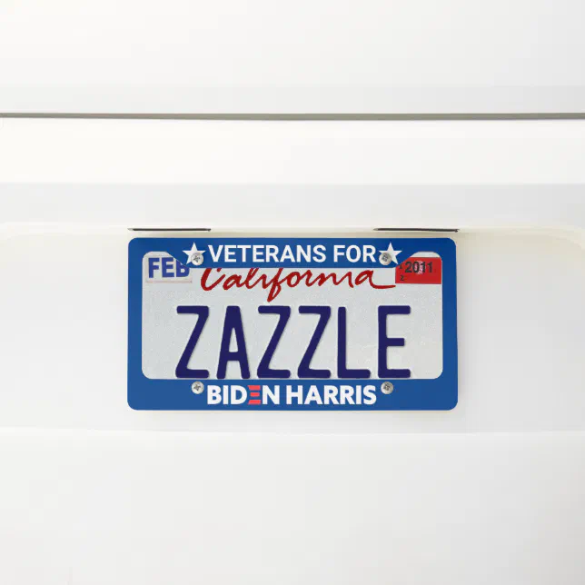 Veterans for Biden Harris Custom Text Blue License Plate Frame | Zazzle