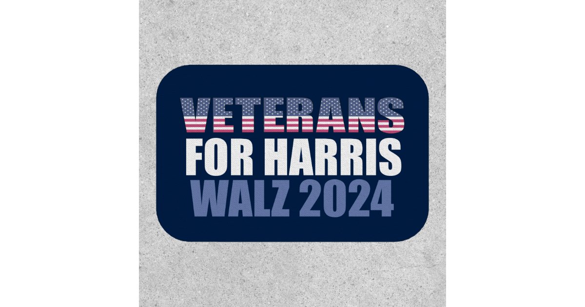 Veterans for Harris Walz 2024 Election Blue Patch | Zazzle