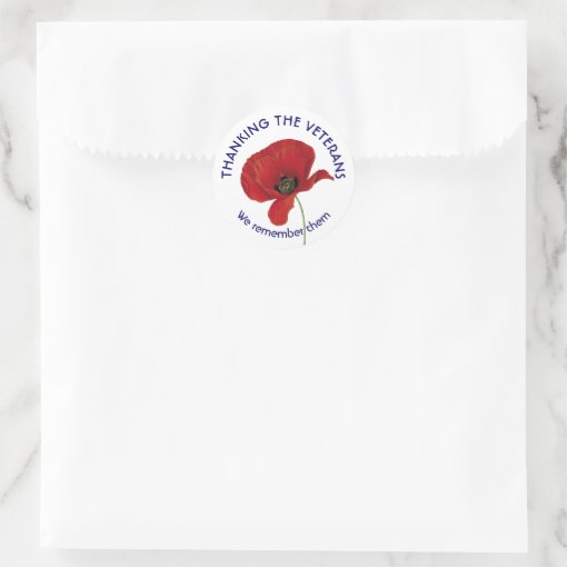 VETERANS | Thank You | We Remember Them | Poppy Classic Round Sticker ...