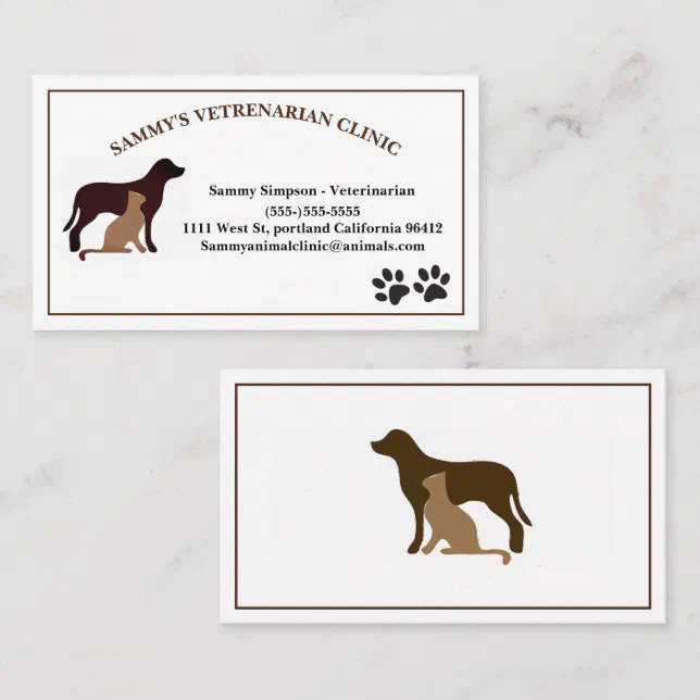 Veterinarian Animal Service Pet Business Card | Zazzle