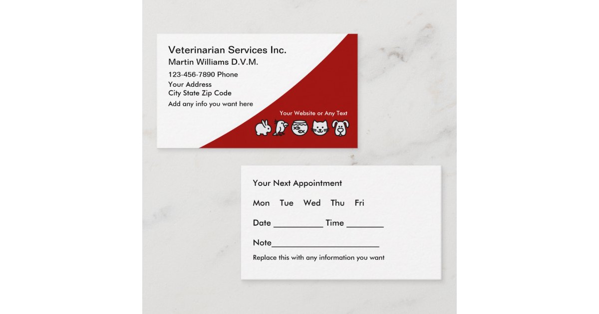 Veterinarian Appointment Business Cards | Zazzle