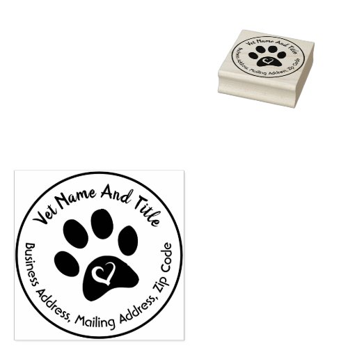 Veterinarian Business Office Address Rubber Stamp | Zazzle