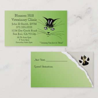 Veterinarian Cat Business Card | Zazzle