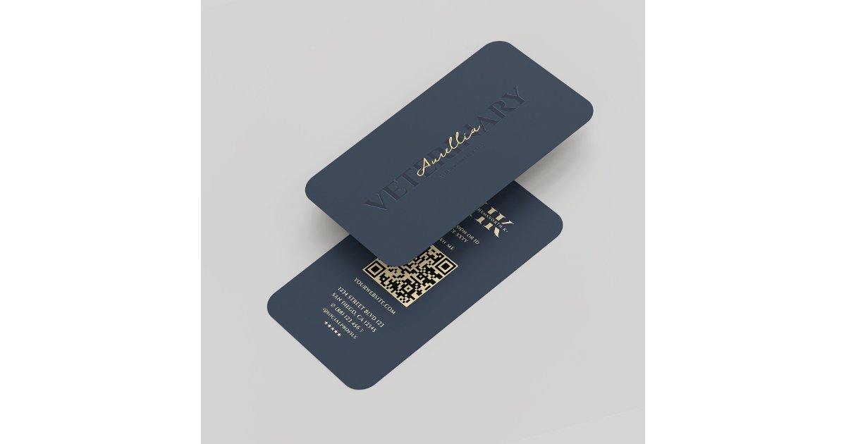 Veterinarian Dark Blue Veterinary Monogram Modern Business Card | Zazzle