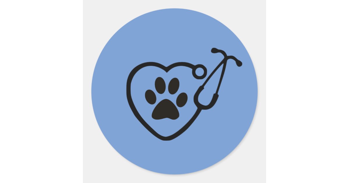 Veterinarian Heart Paw Print Stickers | Zazzle