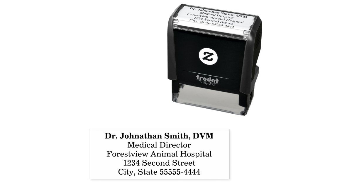 Veterinarian Name Title Business Return Address Self-inking Stamp | Zazzle