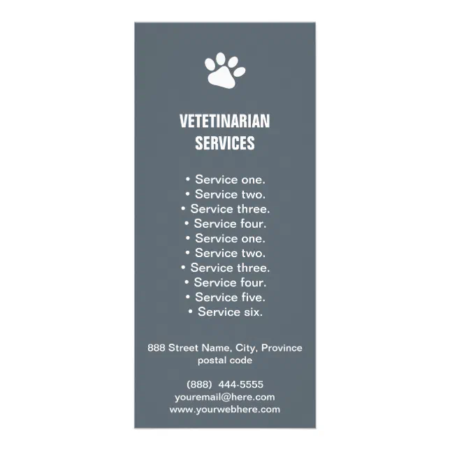 Veterinarian Services paw rack card | Zazzle