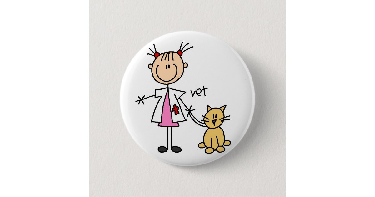Veterinarian Stick Figure Button | Zazzle