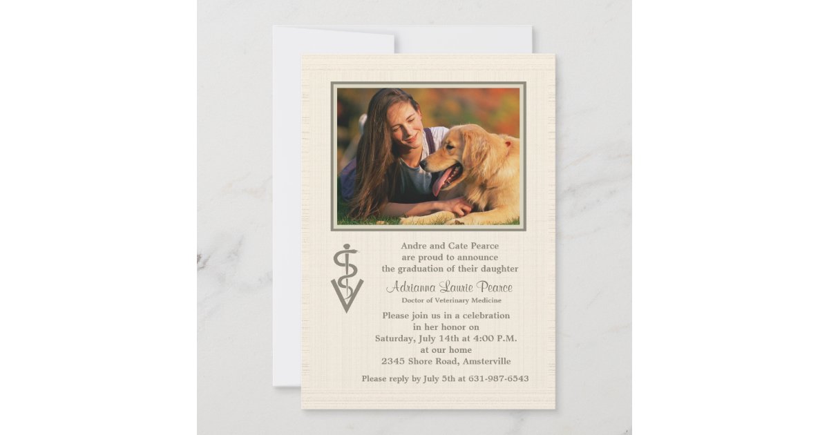 Veterinarian Symbol Graduation Photo Invitation | Zazzle