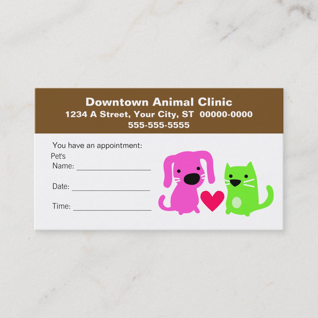 Veterinary Appointment Card | Zazzle