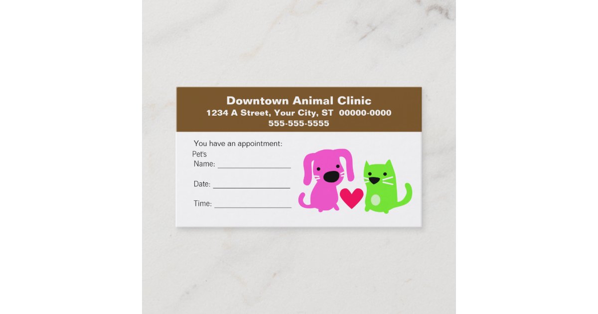 Veterinary Appointment Card | Zazzle