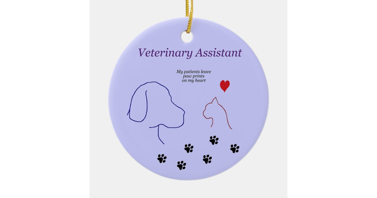 Veterinary Assistant-Paw Prints on My Heart Ceramic Ornament | Zazzle