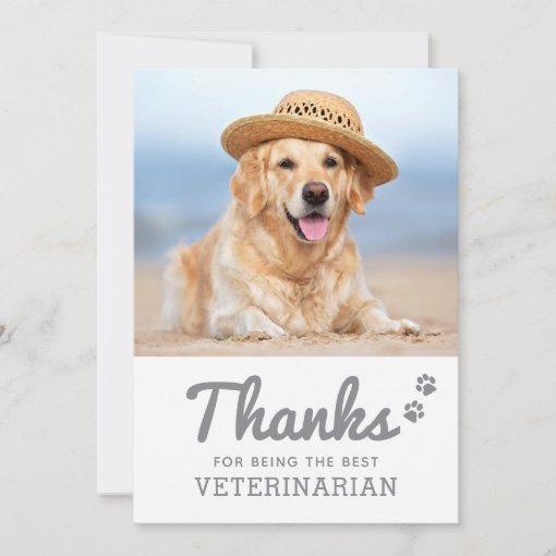 Veterinary Best Veterinarian Paw Prints Pet Photo Thank You Card | Zazzle
