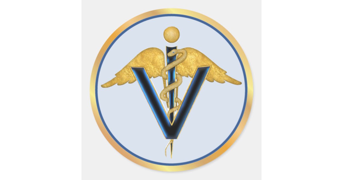 Veterinary Caduceus Classic Round Sticker | Zazzle