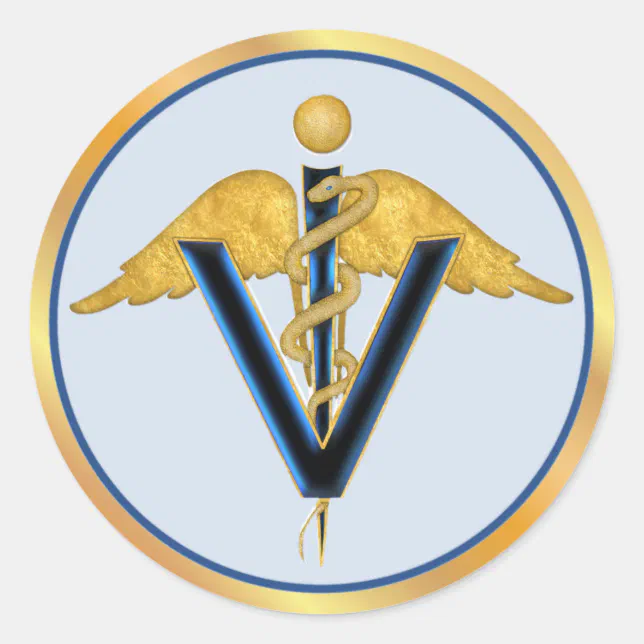 Veterinary Caduceus Classic Round Sticker | Zazzle