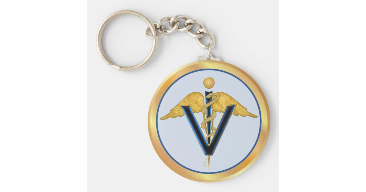Veterinary Caduceus Keychain | Zazzle