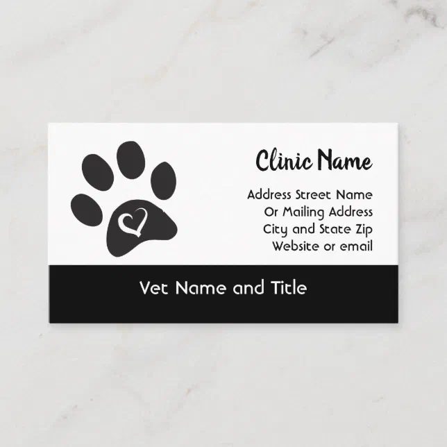 Veterinary Clinic Business Card Template | Zazzle