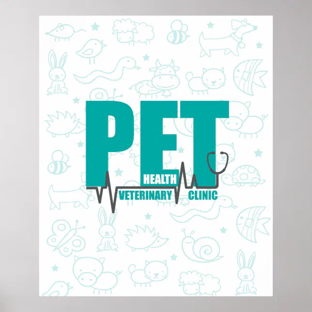 Veterinary Clinic Modern Blue Promotional Poster | Zazzle