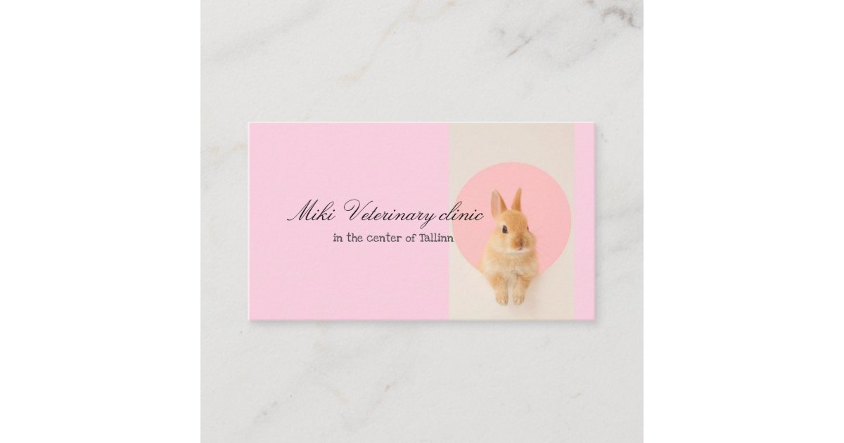 Veterinary clinic Pink Rabbit Business Card | Zazzle