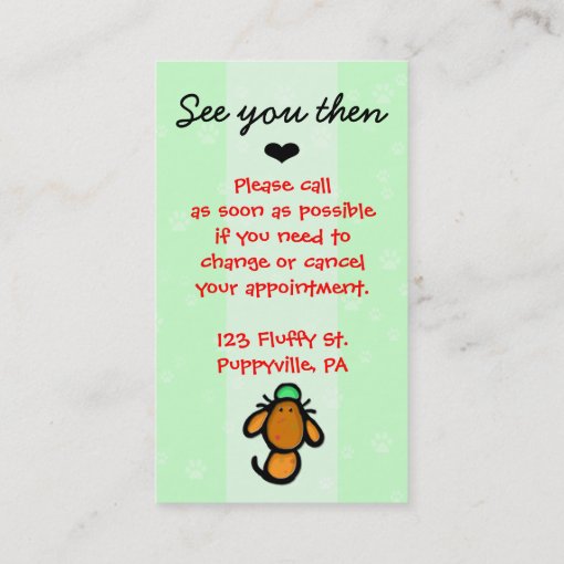 Veterinary.Grooming.Clinic.Appointment reminder Appointment Card | Zazzle