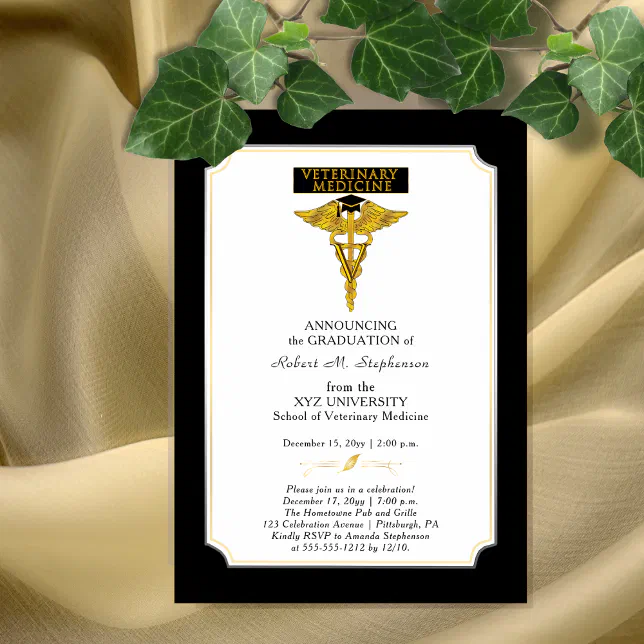 Veterinary Medicine Veterinarian Graduation Magnetic Invitation | Zazzle