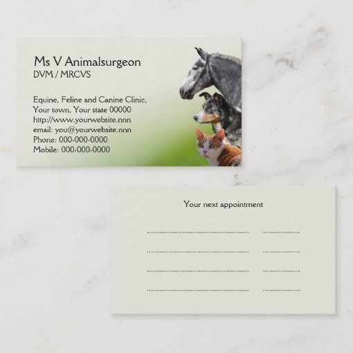 Veterinary practice appointment and business card | Zazzle