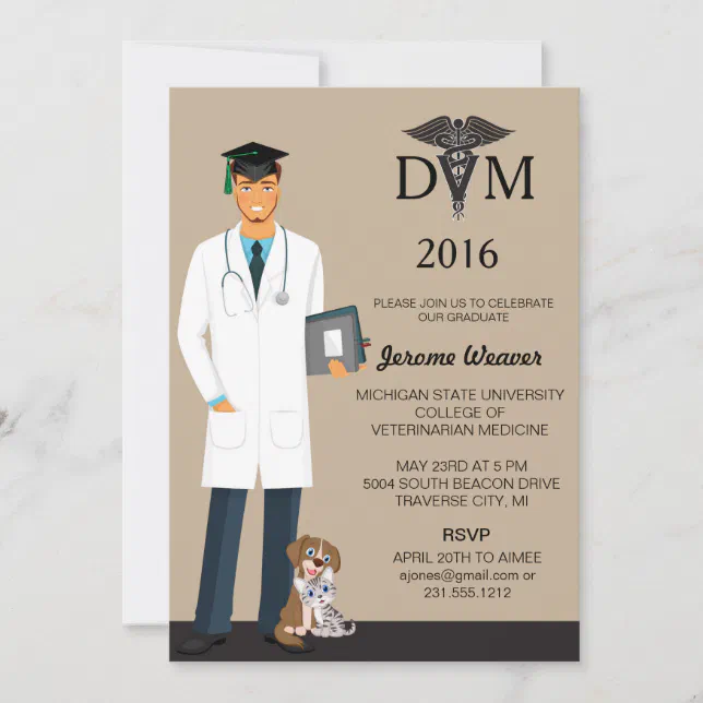 Veterinary School Graduation Invitation | Male | Zazzle