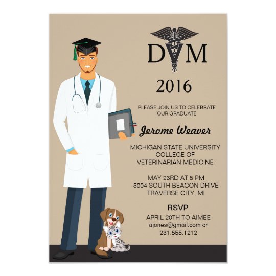 Veterinary School Graduation Invitation | Male | Zazzle.com