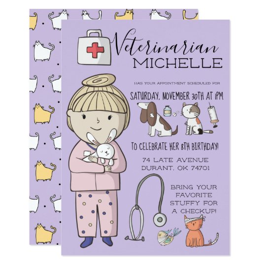 Veterinary Themed Kids Party Invitation | Zazzle.com