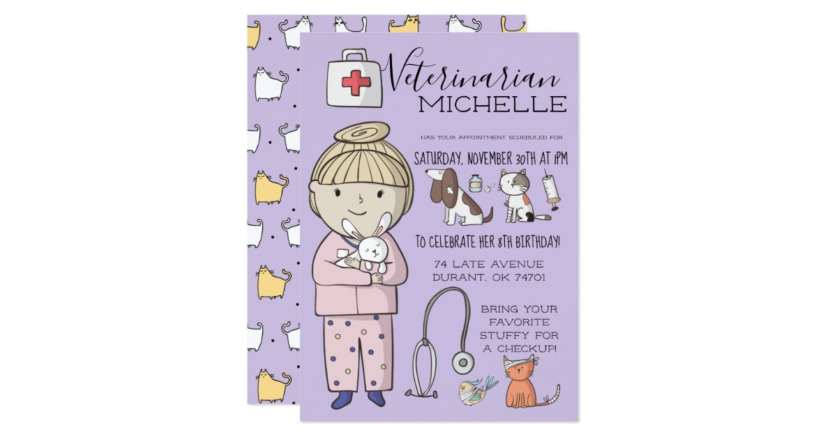 Veterinary Themed Kids Party Invitation | Zazzle.com