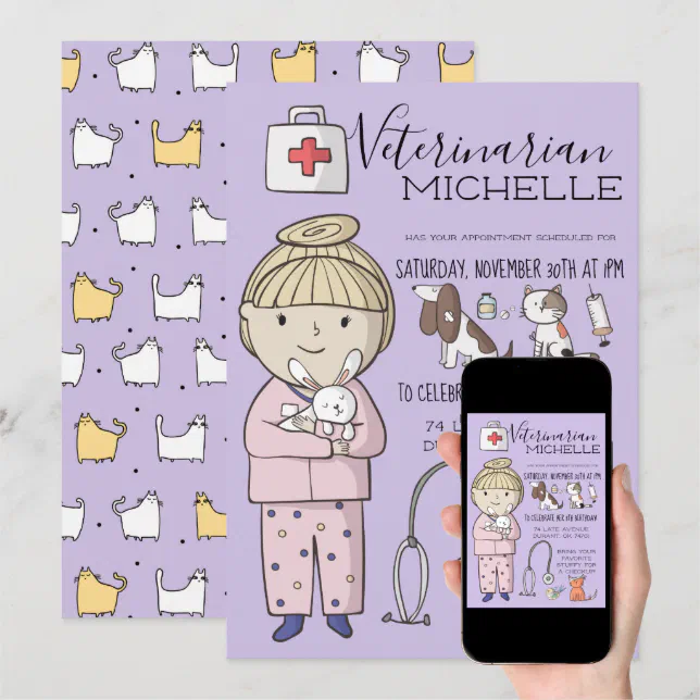 Veterinary Themed Kids Party Invitation | Zazzle