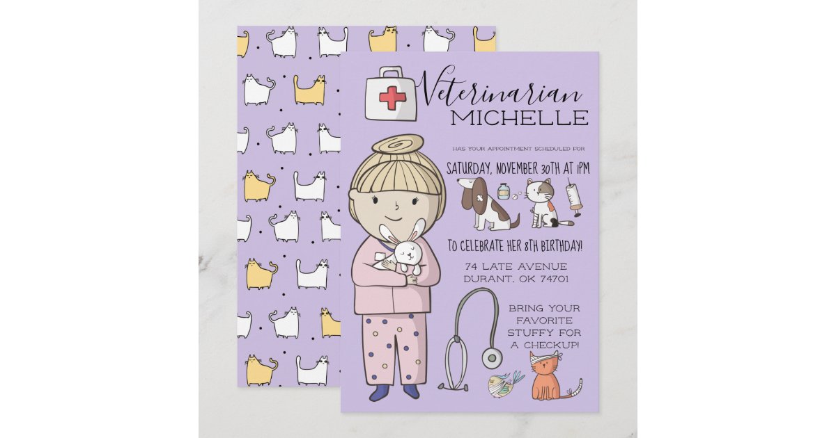 Veterinary Themed Kids Party Invitation | Zazzle