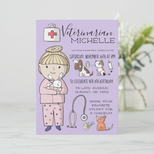 Veterinary Themed Kids Party Invitation | Zazzle