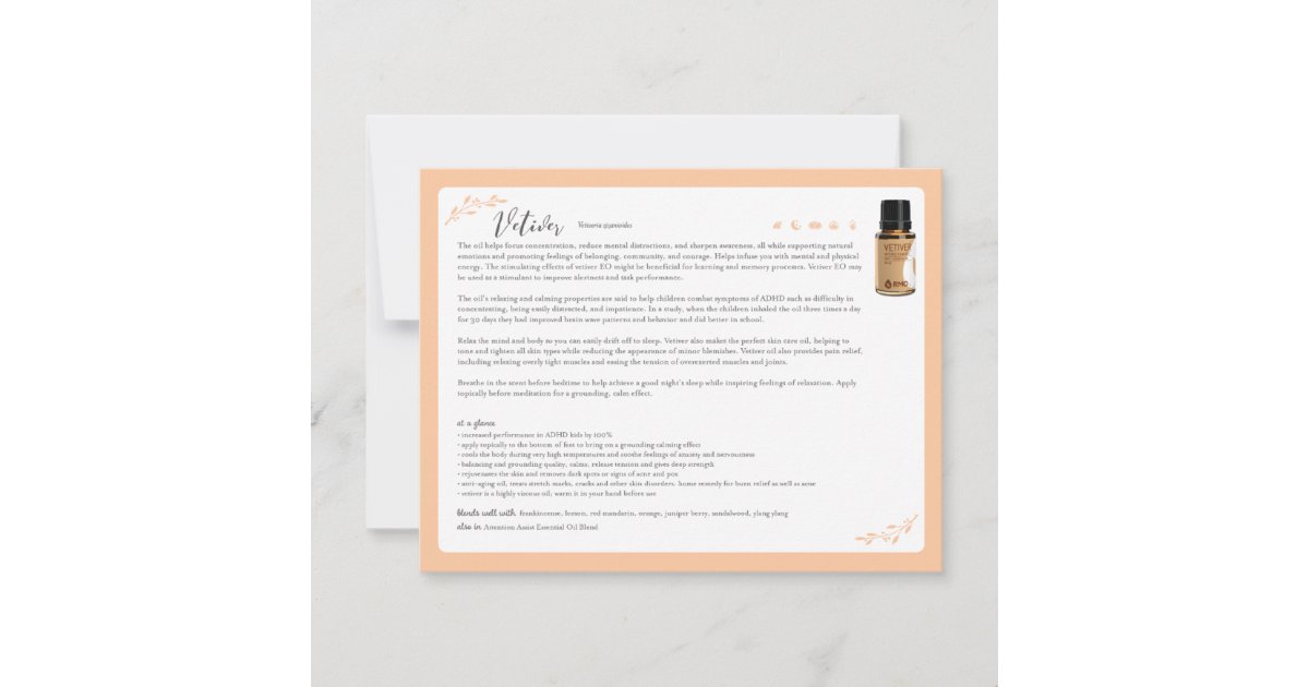 Vetiver Essential Oil Note Card | Zazzle